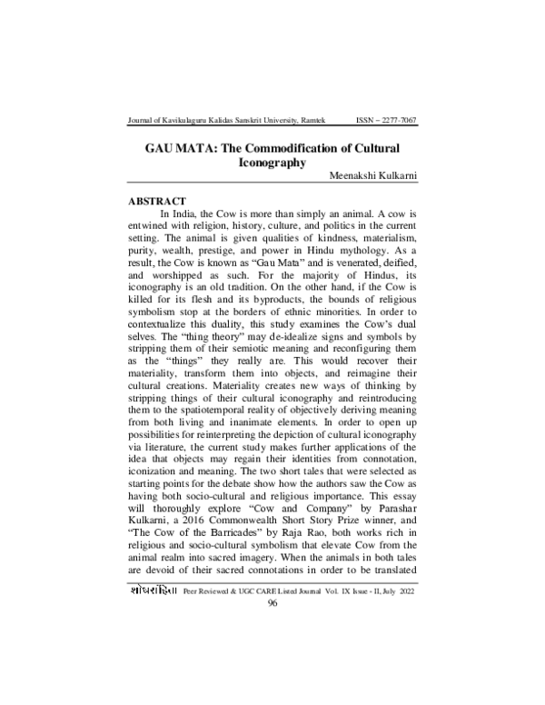 (PDF) GAU MATA: The Commodification of Cultural Iconography