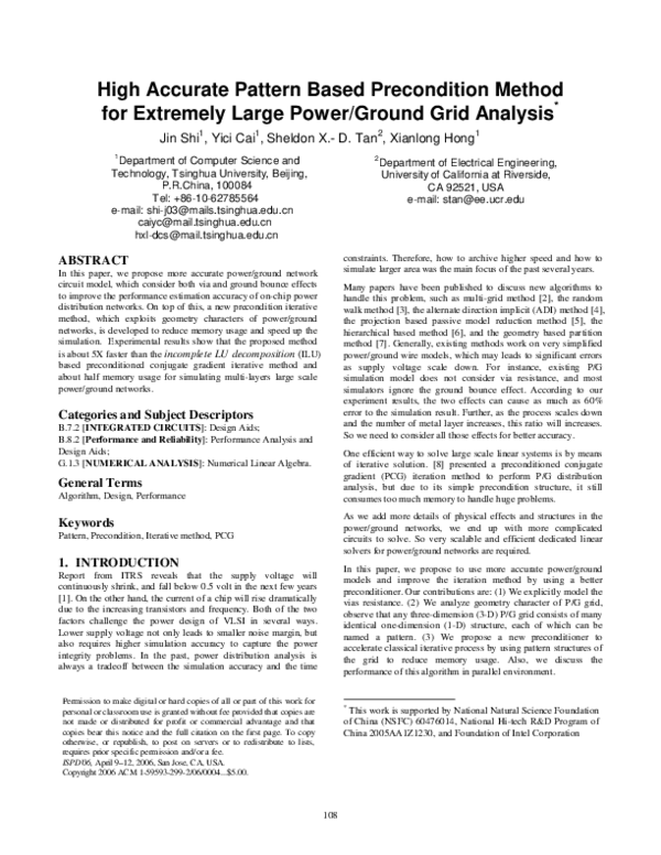 (PDF) High accurate pattern based precondition method for extremely large power/ground grid analysis