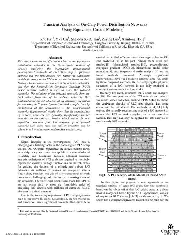(PDF) Transient analysis of on-chip power distribution networks using equivalent circuit modeling