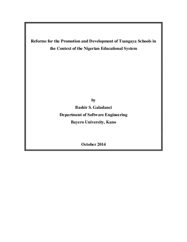(PDF) Reforms for the Promotion and Development of Tsangaya Schools in ...