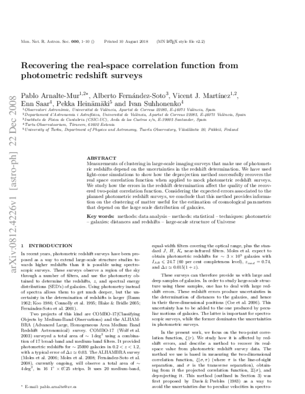 (PDF) Photometric Redshift Surveys