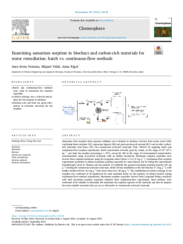 (PDF) Examining samarium sorption in biochars and carbon-rich materials for water remediation ...