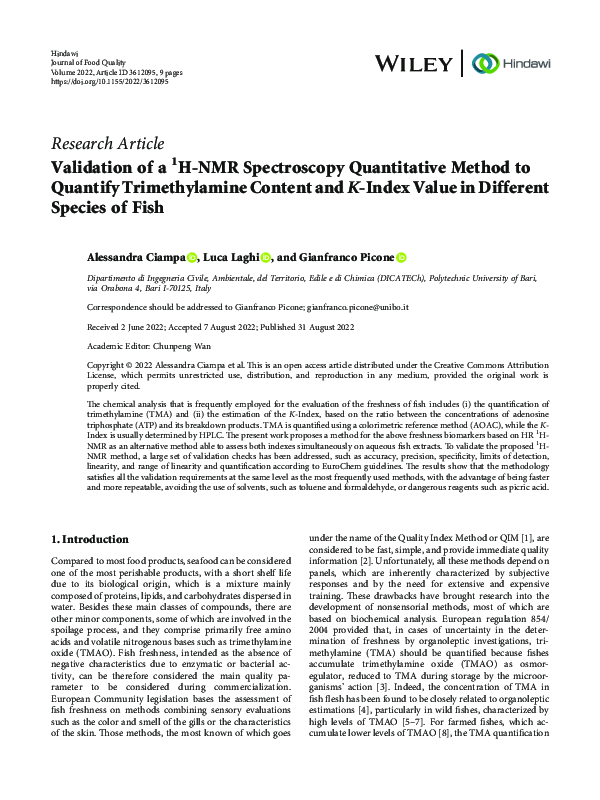 (PDF) Validation of a 1H-NMR Spectroscopy Quantitative Method to Quantify Trimethylamine Content ...