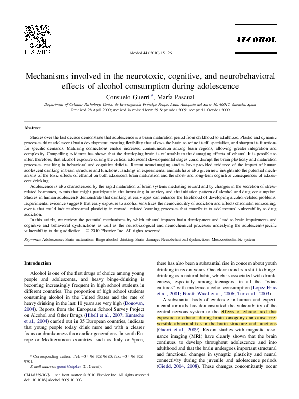 (PDF) Mechanisms involved in the neurotoxic, cognitive, and ...