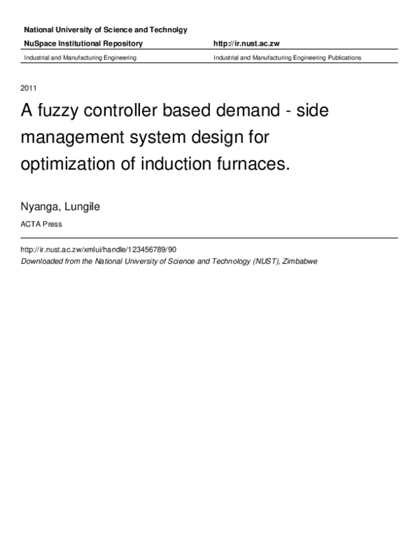 (PDF) A Fuzzy Controller based Demand-Side Management System Design for Optimization of ...