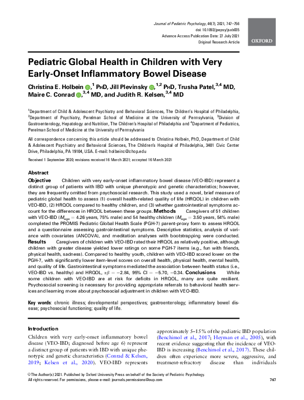 (PDF) Pediatric Global Health in Children with Very Early-Onset ...