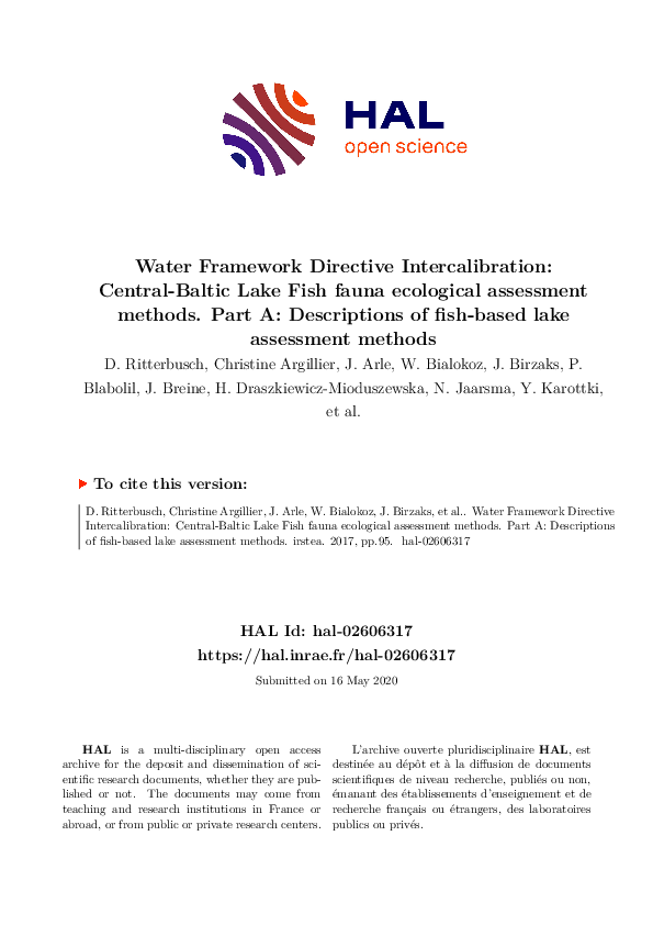 (PDF) Water Framework Directive Intercalibration: Central-Baltic Lake ...