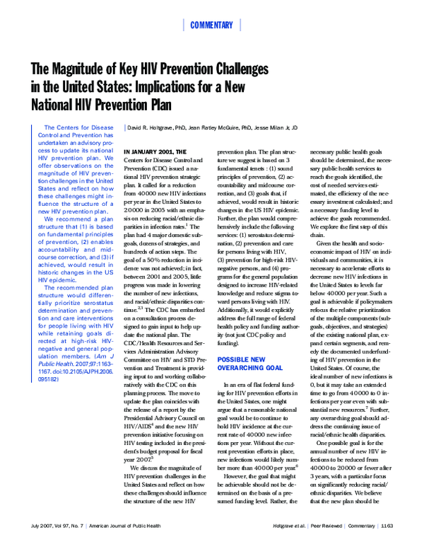 (PDF) The Magnitude of Key HIV Prevention Challenges in the United ...