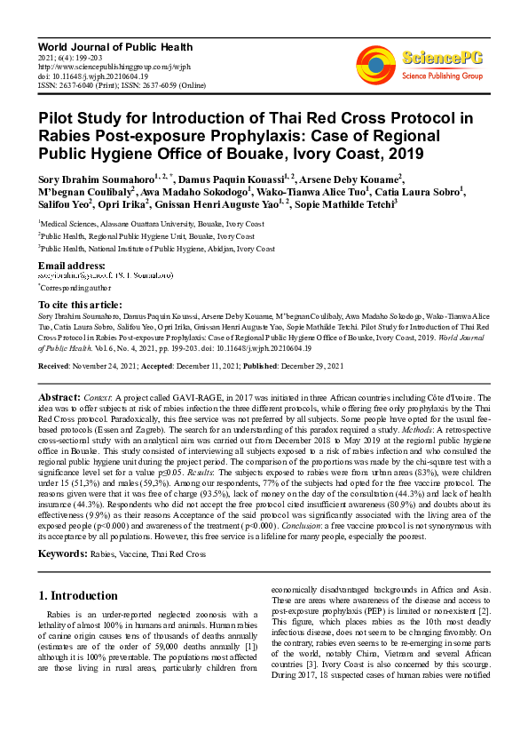 (PDF) Pilot Study for Introduction of Thai Red Cross Protocol in Rabies ...