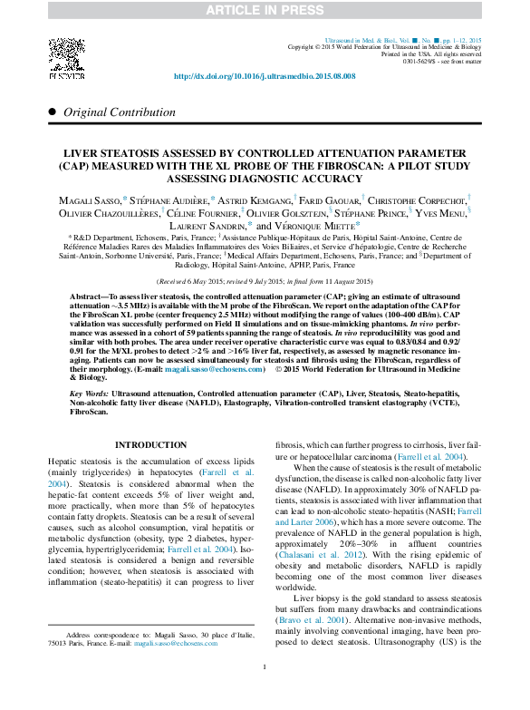 (PDF) Liver Steatosis Assessed by Controlled Attenuation Parameter (CAP ...