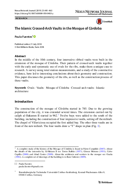 (PDF) The Islamic Crossed-Arch Vaults in the Mosque of Córdoba