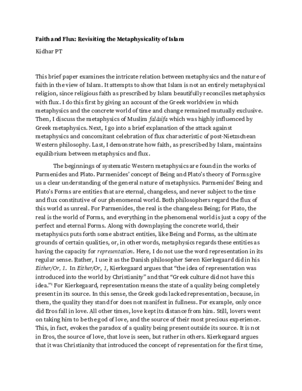 (PDF) Faith and Flux: Revisiting the Metaphysicality of Islam