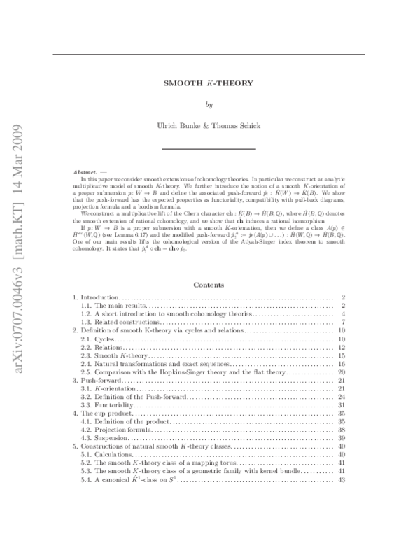 (PDF) Smooth K-Theory | Thomas Schick - Academia.edu
