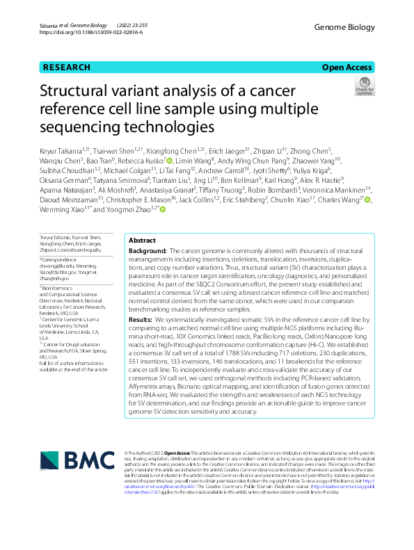 (PDF) Structural variant analysis of a cancer reference cell line sample using multiple ...