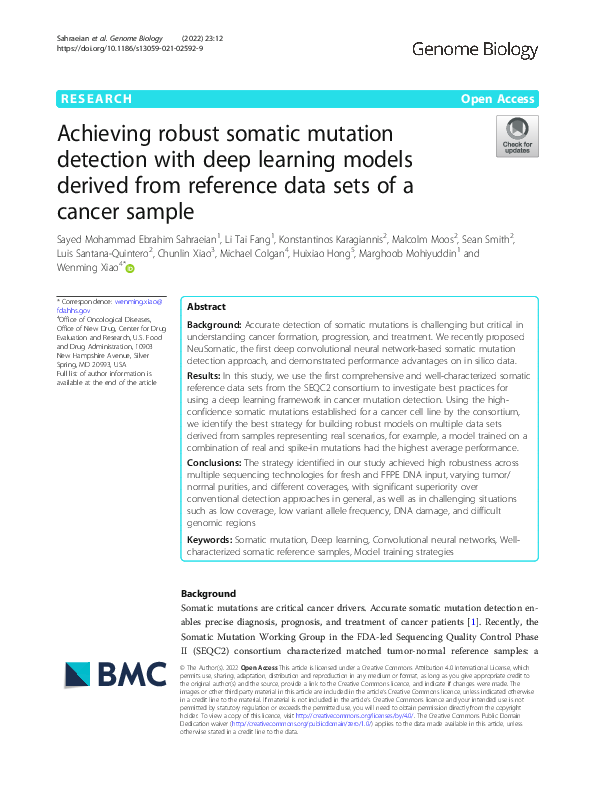 Pdf Robust Somatic Mutation Detection Via Deep Learning