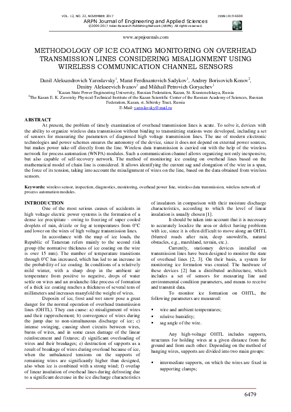 (PDF) Methodology of Ice Coating Monitoring on Overhead Transmission Lines Considering ...