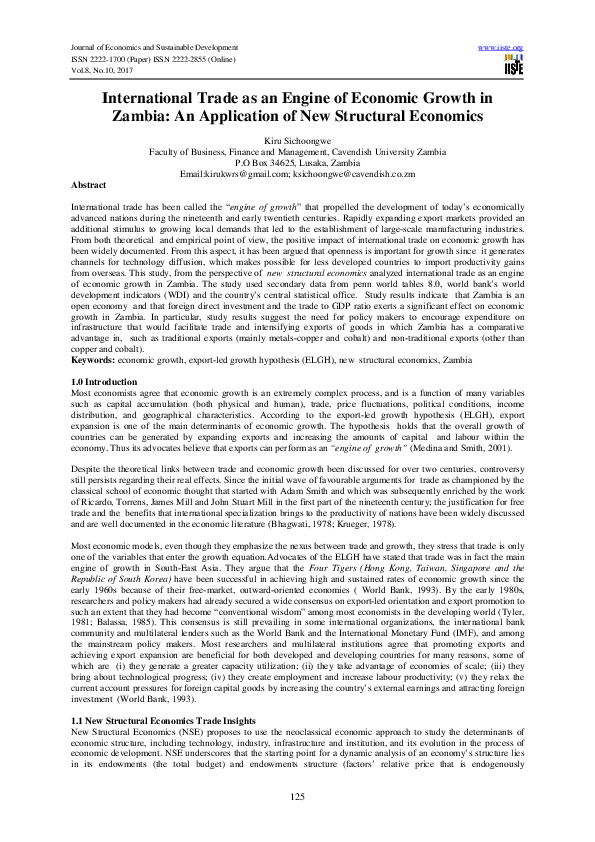 (PDF) International Trade as an Engine of Economic Growth in Zambia. An ...