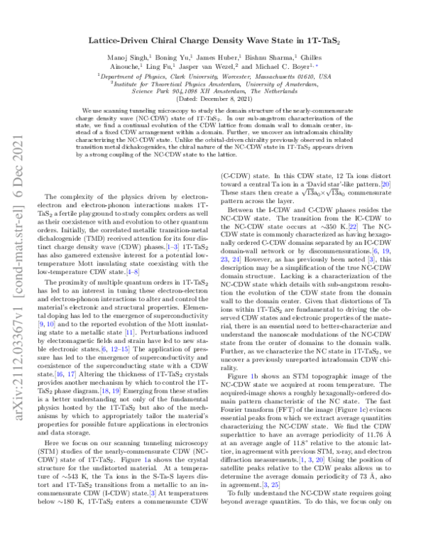 (PDF) Lattice-driven chiral charge density wave state in 1T−TaS2