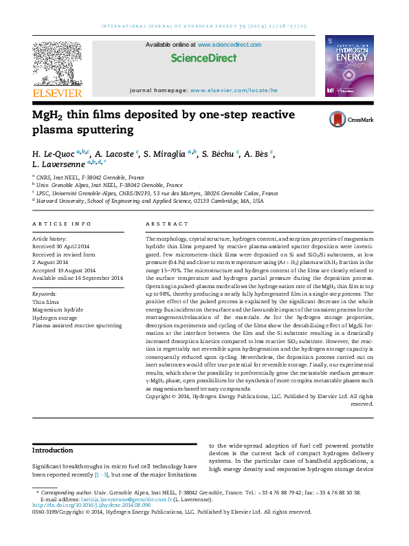 (PDF) MgH 2 thin films deposited by one-step reactive plasma sputtering