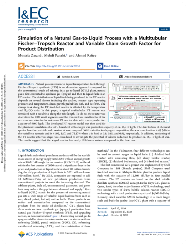(PDF) Simulation of a Natural Gas-to-Liquid Process with a Multitubular ...