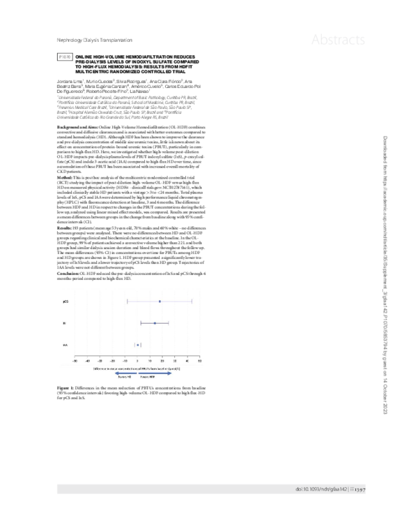 (PDF) P1070ONLINE High-Volume Hemodiafiltration Reduces Pre-Dialysis ...