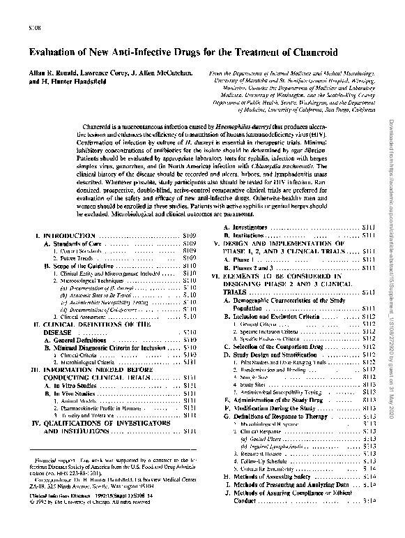 (PDF) Evaluation of New Anti-Infective Drugs for the Treatment of Chancroid