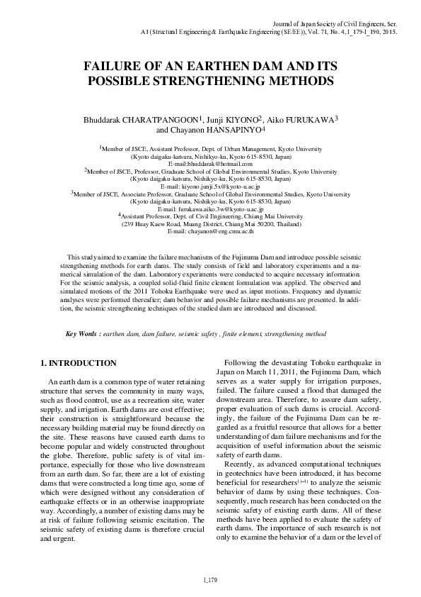 (PDF) Failure of an Earthen Dam and Its Possible Strengthening Methods