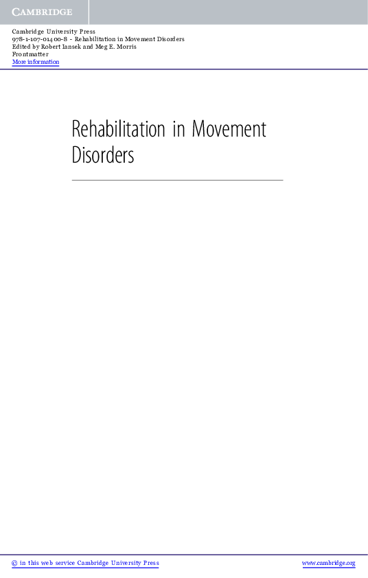 (PDF) Rehabilitation in Movement Disorders
