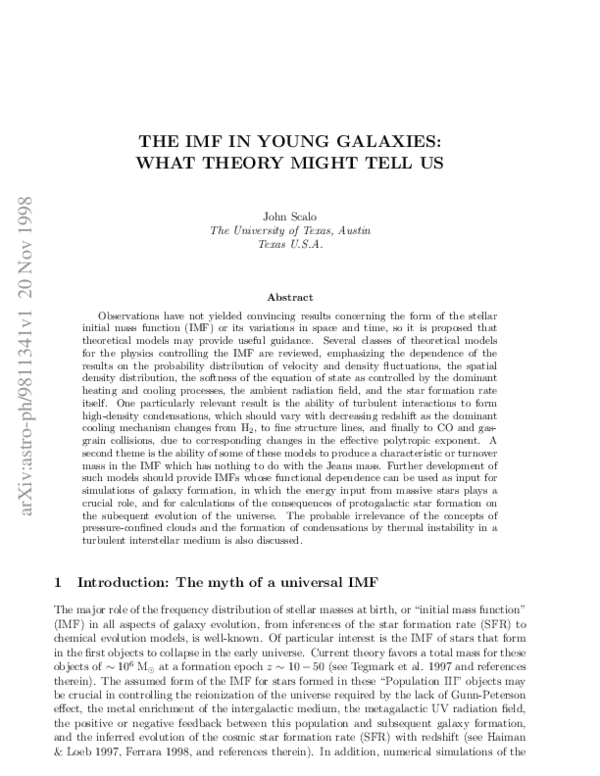 (PDF) The IMF in Young Galaxies: What Theory Might Tell Us | John Scalo ...