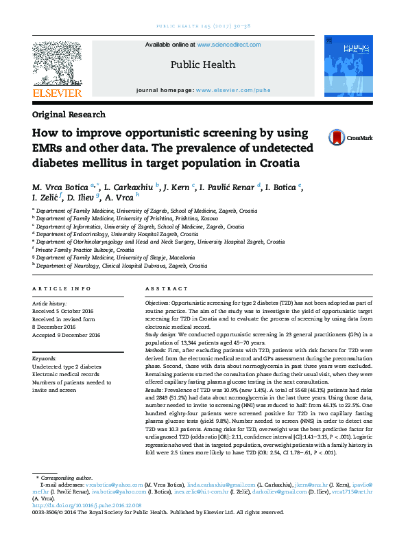 (PDF) How to improve opportunistic screening by using EMRs and other ...