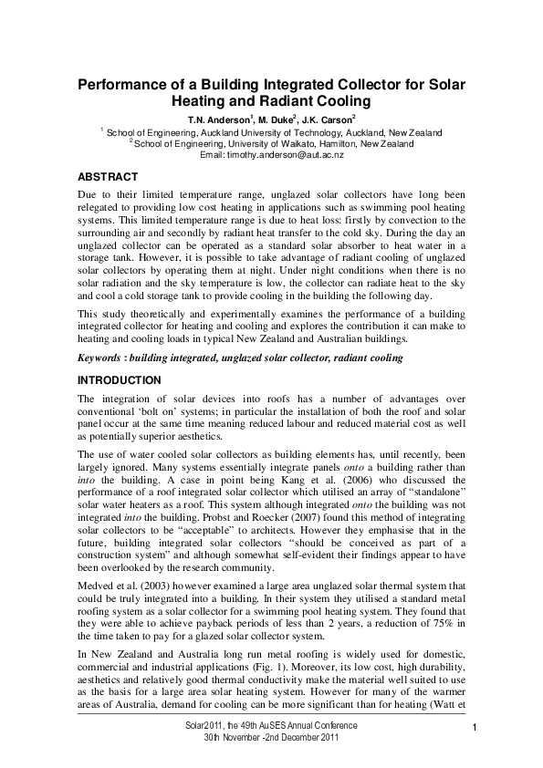 (PDF) Performance of a Building Integrated Collector for Solar Heating ...