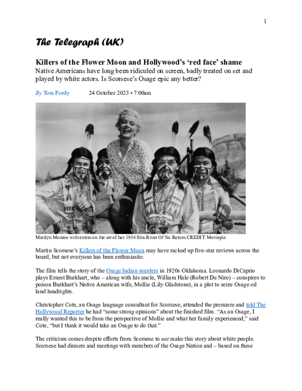 (PDF) Killers of the Flower Moon and Hollywood's 'red face' Shame