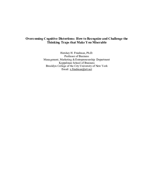 (PDF) Overcoming Cognitive Distortions: How to Recognize and Challenge ...