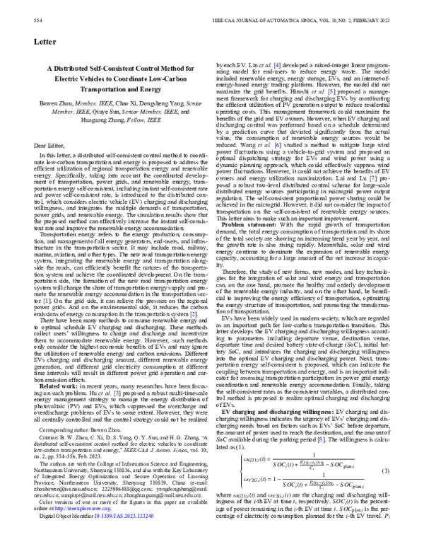(PDF) A Distributed Self-Consistent Control Method for Electric Vehicles to Coordinate Low ...