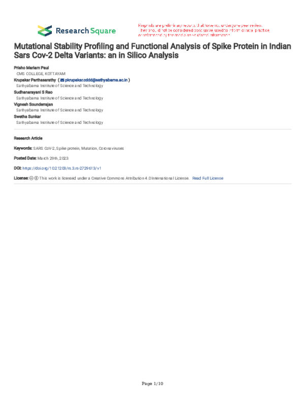 (PDF) Mutational Stability Profiling and Functional Analysis of Spike ...