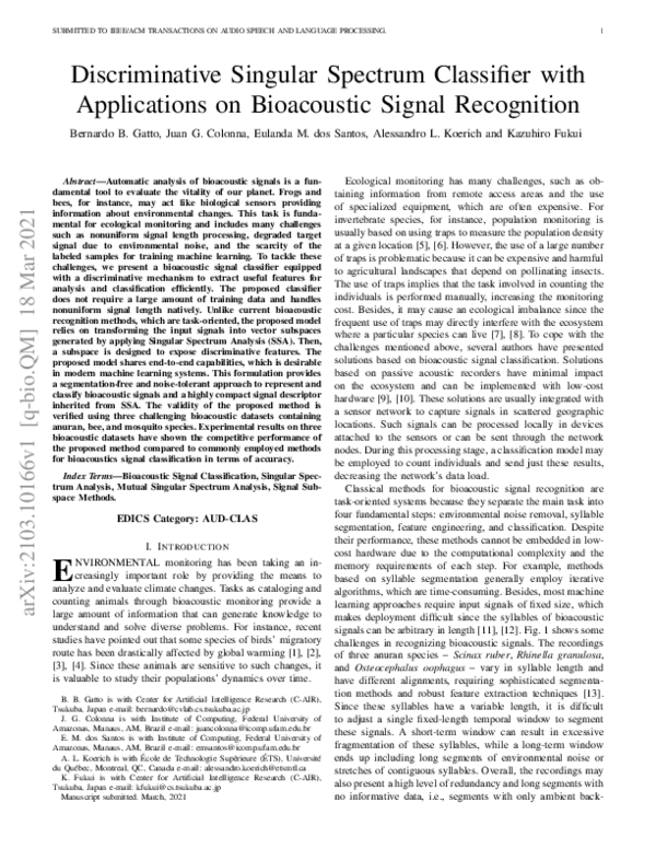 (PDF) Discriminative Singular Spectrum Classifier with applications on ...