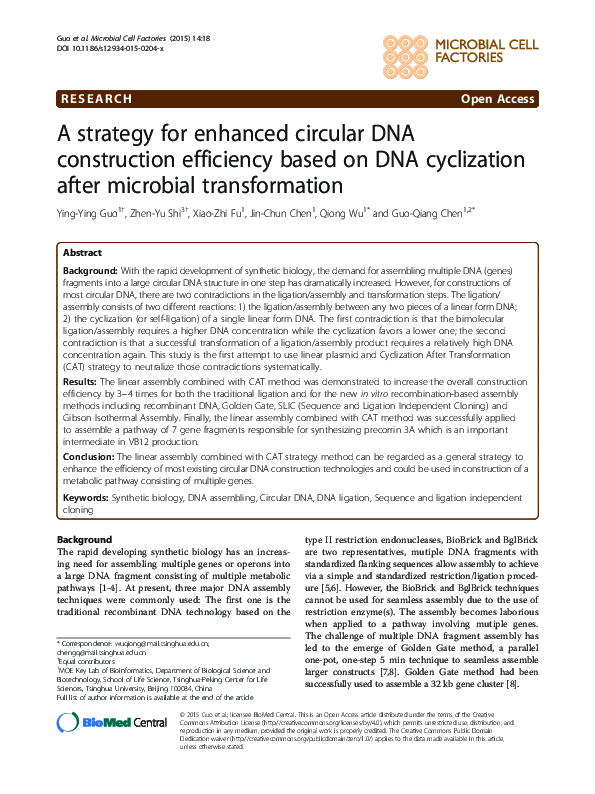 (PDF) A strategy for enhanced circular DNA construction efficiency ...