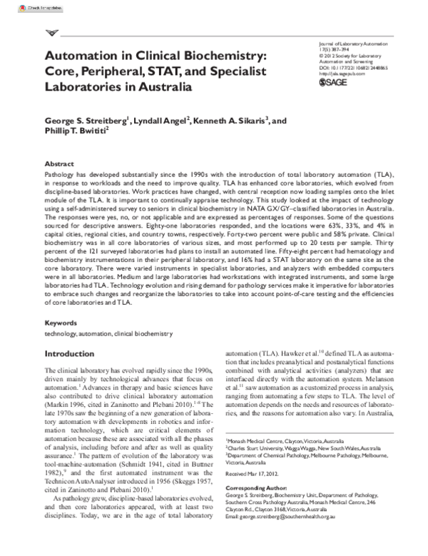 (PDF) Automation in Clinical Biochemistry