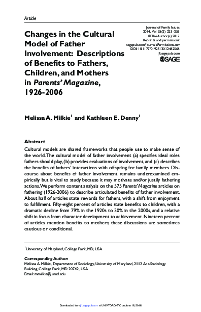 (PDF) Changes in the Cultural Model of Father Involvement