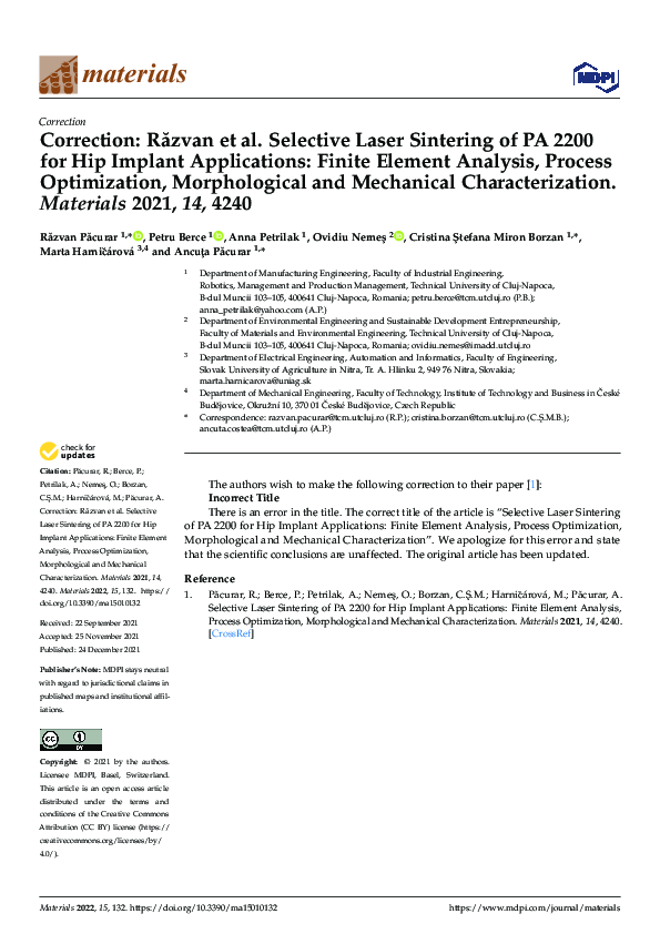 (PDF) Correction: Răzvan et al. Selective Laser Sintering of PA 2200 ...