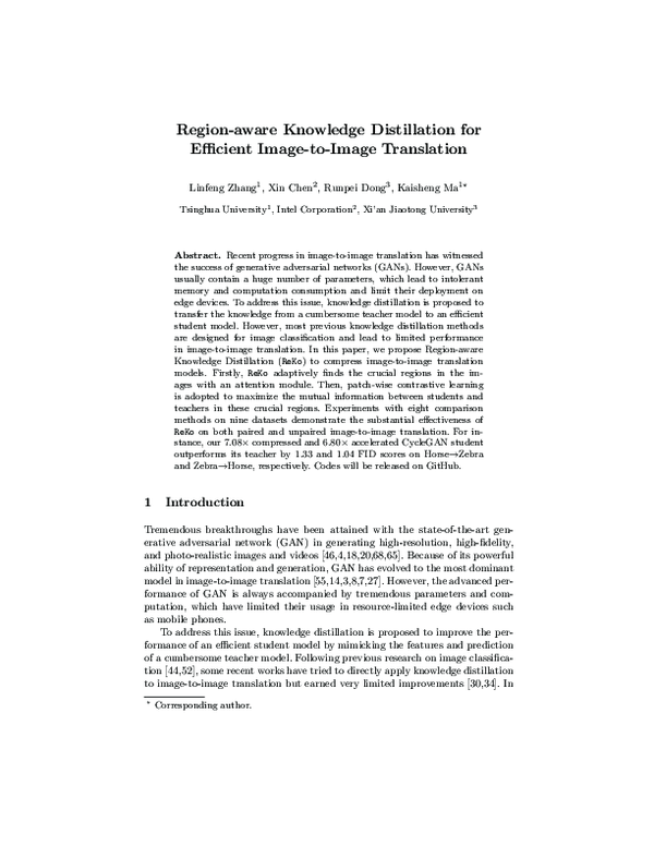 (PDF) Region-aware Knowledge Distillation for Efficient Image-to-Image ...