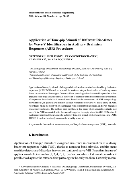 (PDF) Application of tone-pip stimuli of different rise-times for wave ...