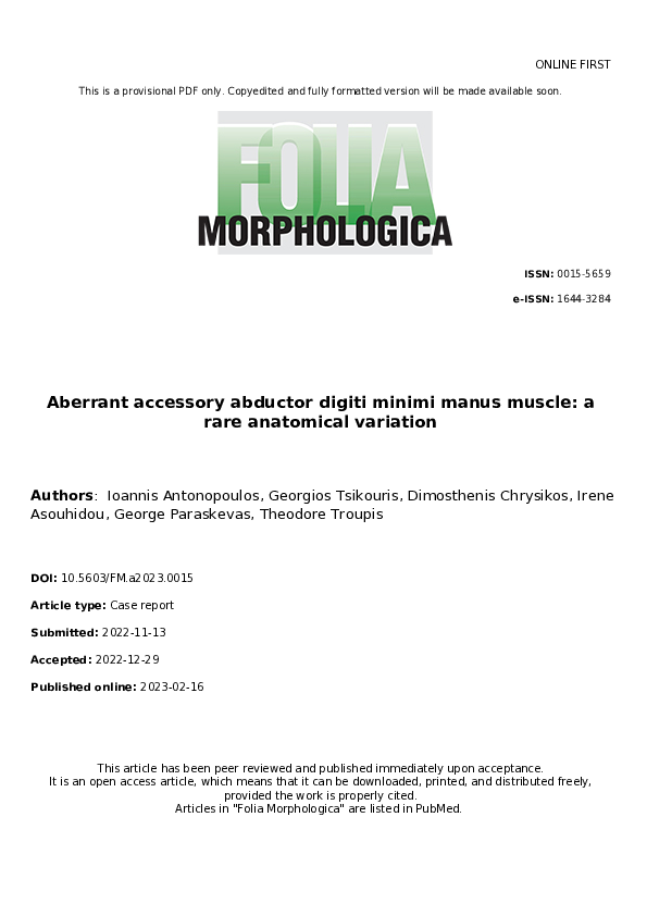 (PDF) Aberrant accessory abductor digiti minimi manus muscle: a rare ...