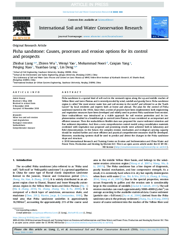 (PDF) Pisha sandstone: Causes, processes and erosion options for its ...
