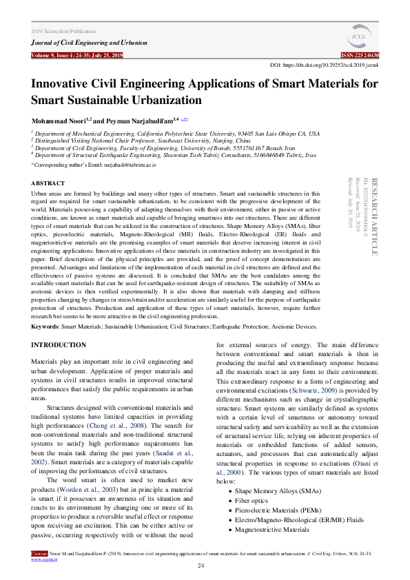 (PDF) Innovative civil engineering applications of smart materials for ...