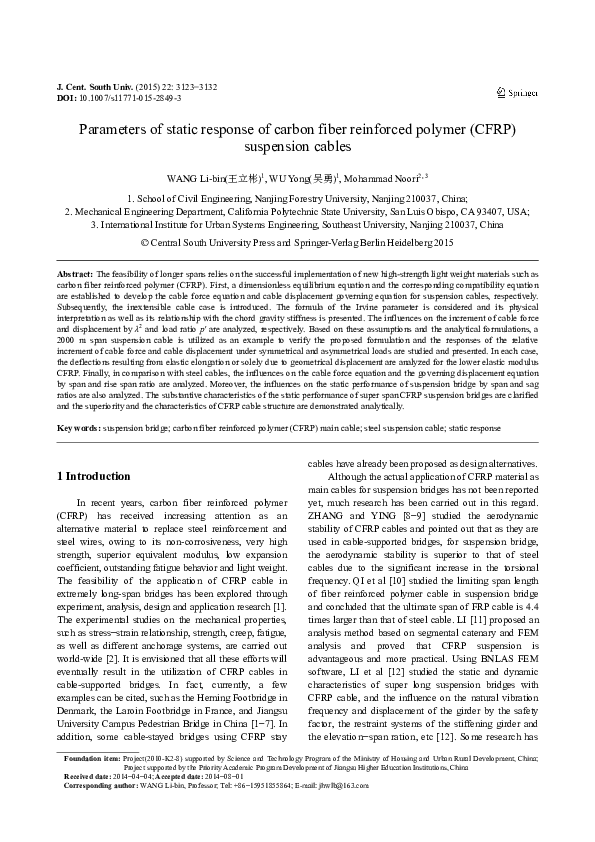 (PDF) Parameters of static response of carbon fiber reinforced polymer ...