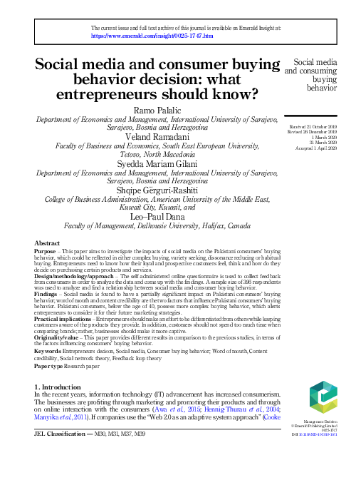 (PDF) Social media and consumer buying behavior decision: what ...