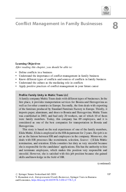 (PDF) Conflict Management in Family Businesses