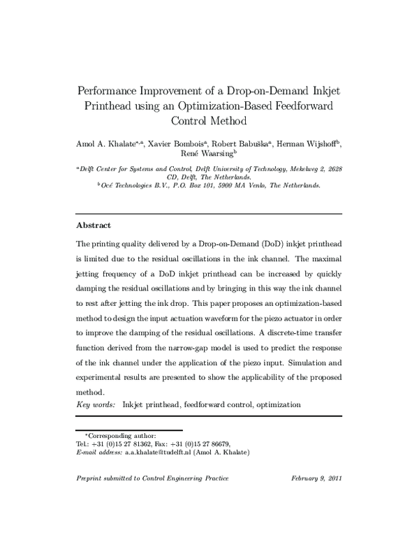 (PDF) Performance improvement of a drop-on-demand inkjet printhead ...