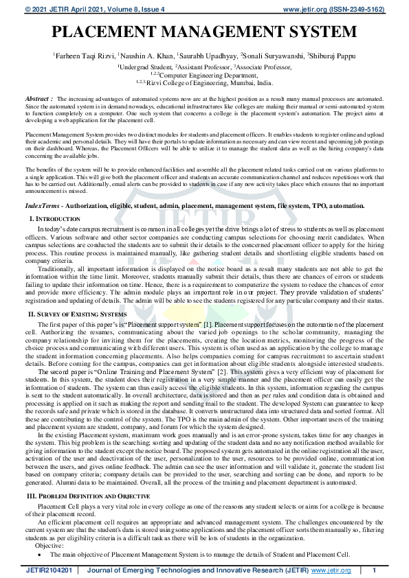 (PDF) Placement Management System